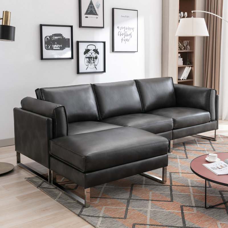 Wade Logan® Armiya 4 - Piece Chaise Sectional & Reviews | Wayfair